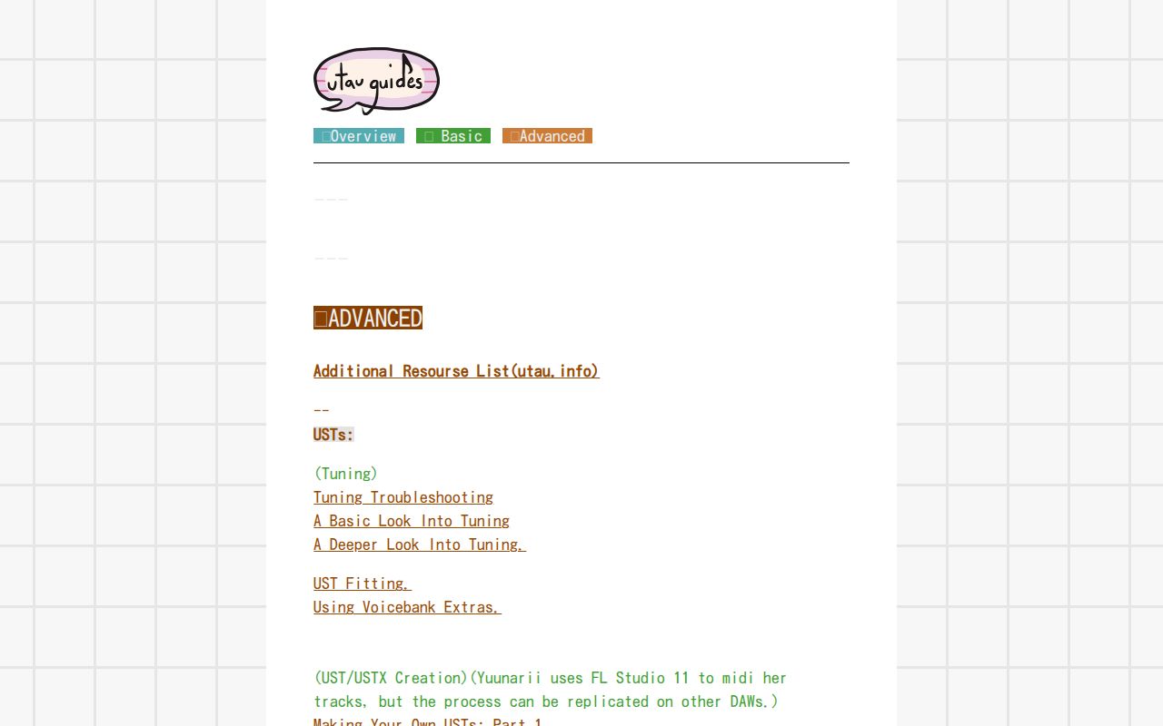 utauguides - advanced || UTAU Tutorials and Guides